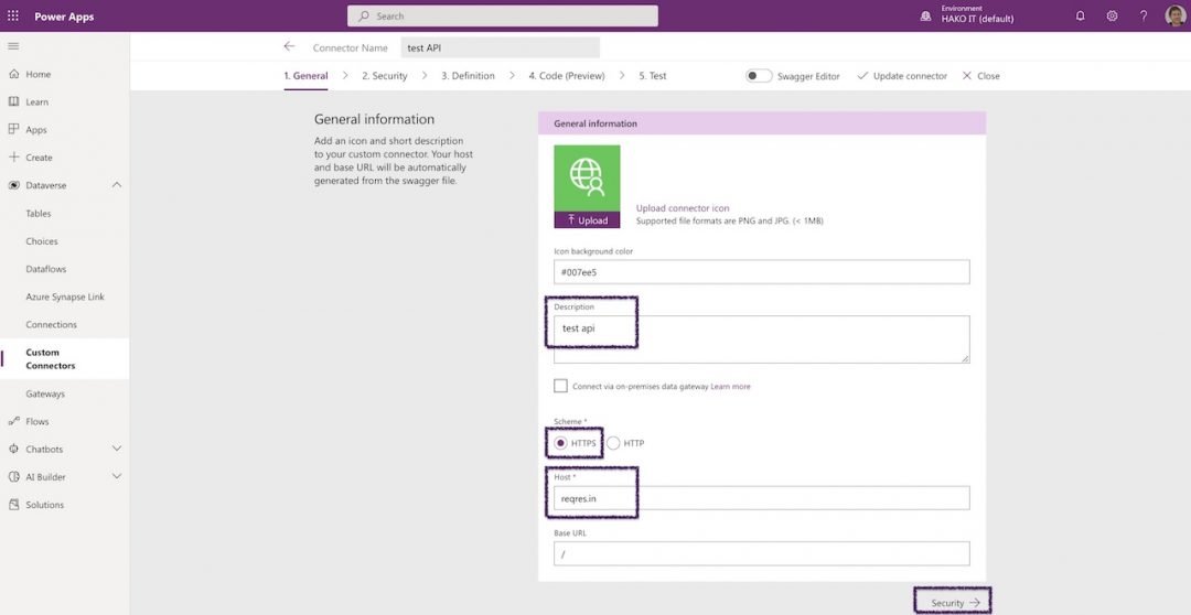 How to Create a Custom Connector in Powerapps | Power Apps API - Hako IT